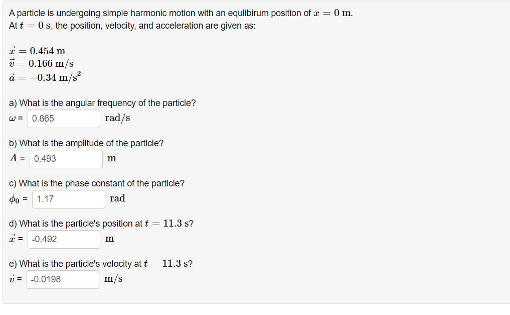 Solved A particle is undergoing simple harmonic motion with | Chegg.com