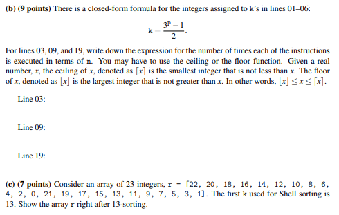 Solved 1. Shell Sort 20 points) Consider the following | Chegg.com