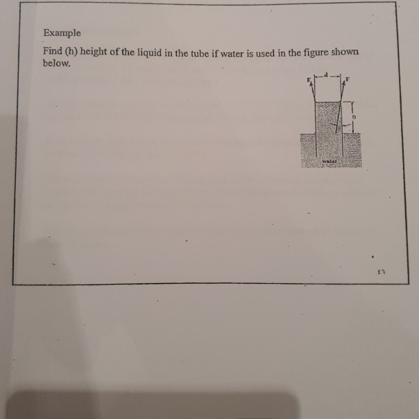 Solved Example Find (h) height of the liquid in the tube if | Chegg.com