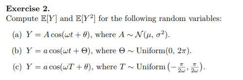 Solved Exercise 2 Compute EY] and ElY] for the following | Chegg.com