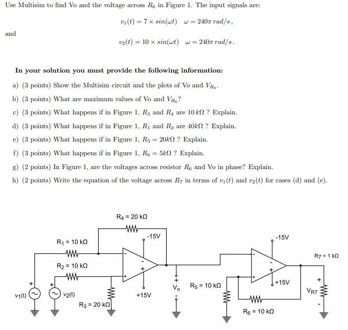 Solved Use Multisim to find Vo and the voltage across Re in | Chegg.com