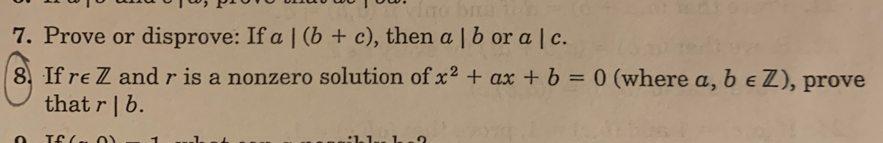 Solved wow 7. Prove or disprove: If a (b + c), then ab or a | Chegg.com