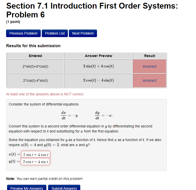 Solved Section 7 1 Introduction First Order Systems Problem