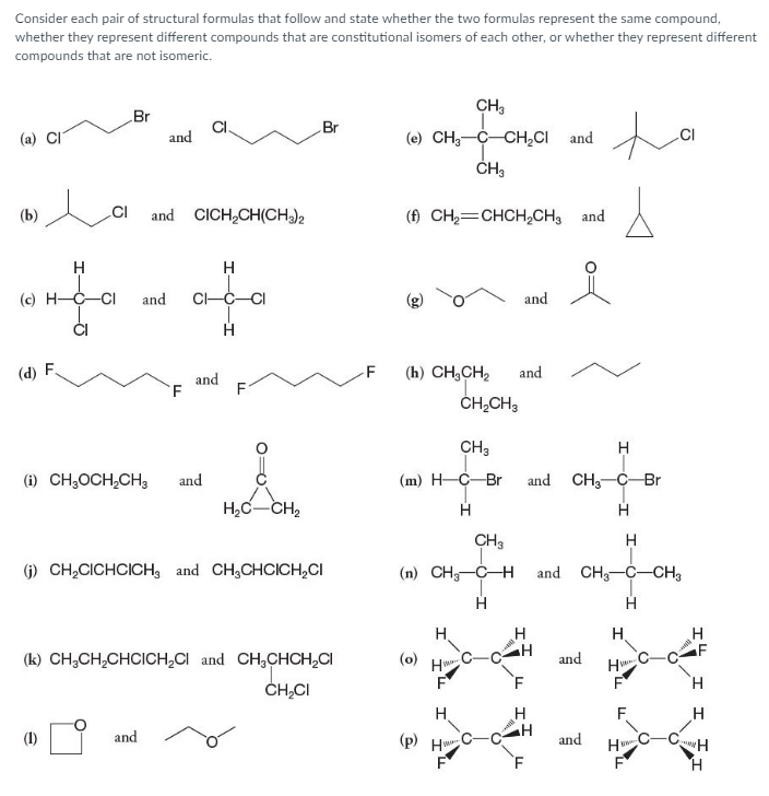 Solved Consider each pair of structural formulas that follow | Chegg.com