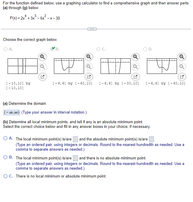 Solved For the function defined below, use a graphing | Chegg.com
