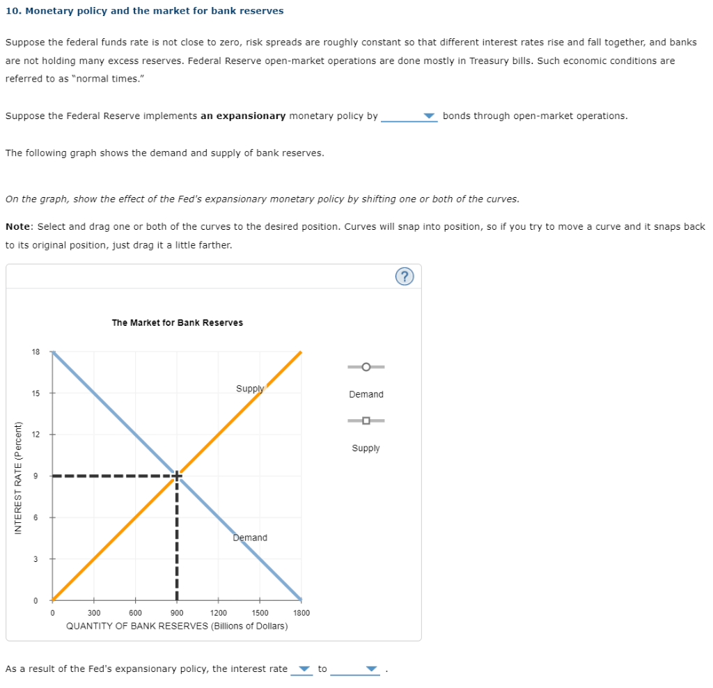 Solved 10. Monetary policy and the market for bank reserves | Chegg.com