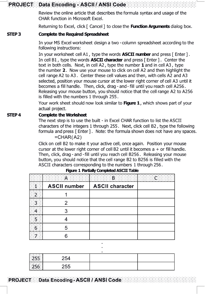 Solved Steps To Complete This Project Step 1 Open Ms Excel