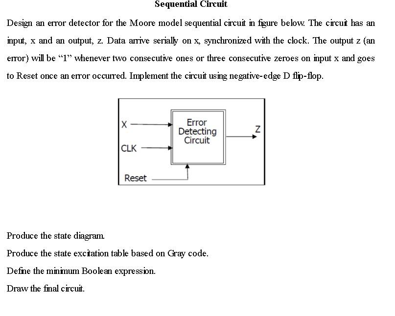 Solved Sequential Circuit Design an error detector for the | Chegg.com