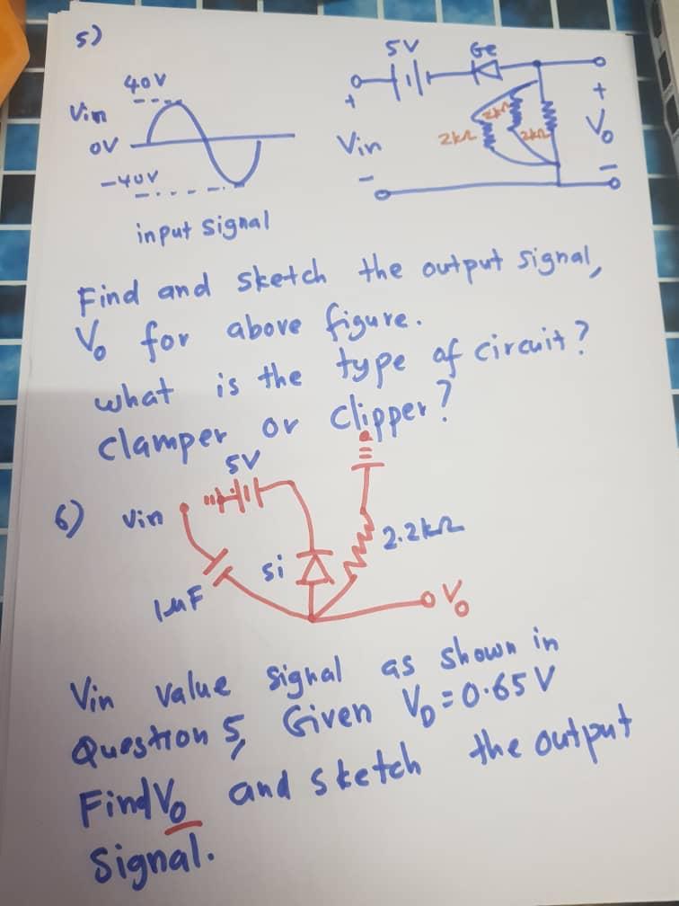 Solved SV 40V + n NM VO OV Vin 21 YUV 19 input signal Find | Chegg.com