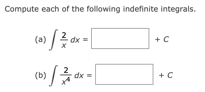 Solved Compute each of the following indefinite integrals. | Chegg.com
