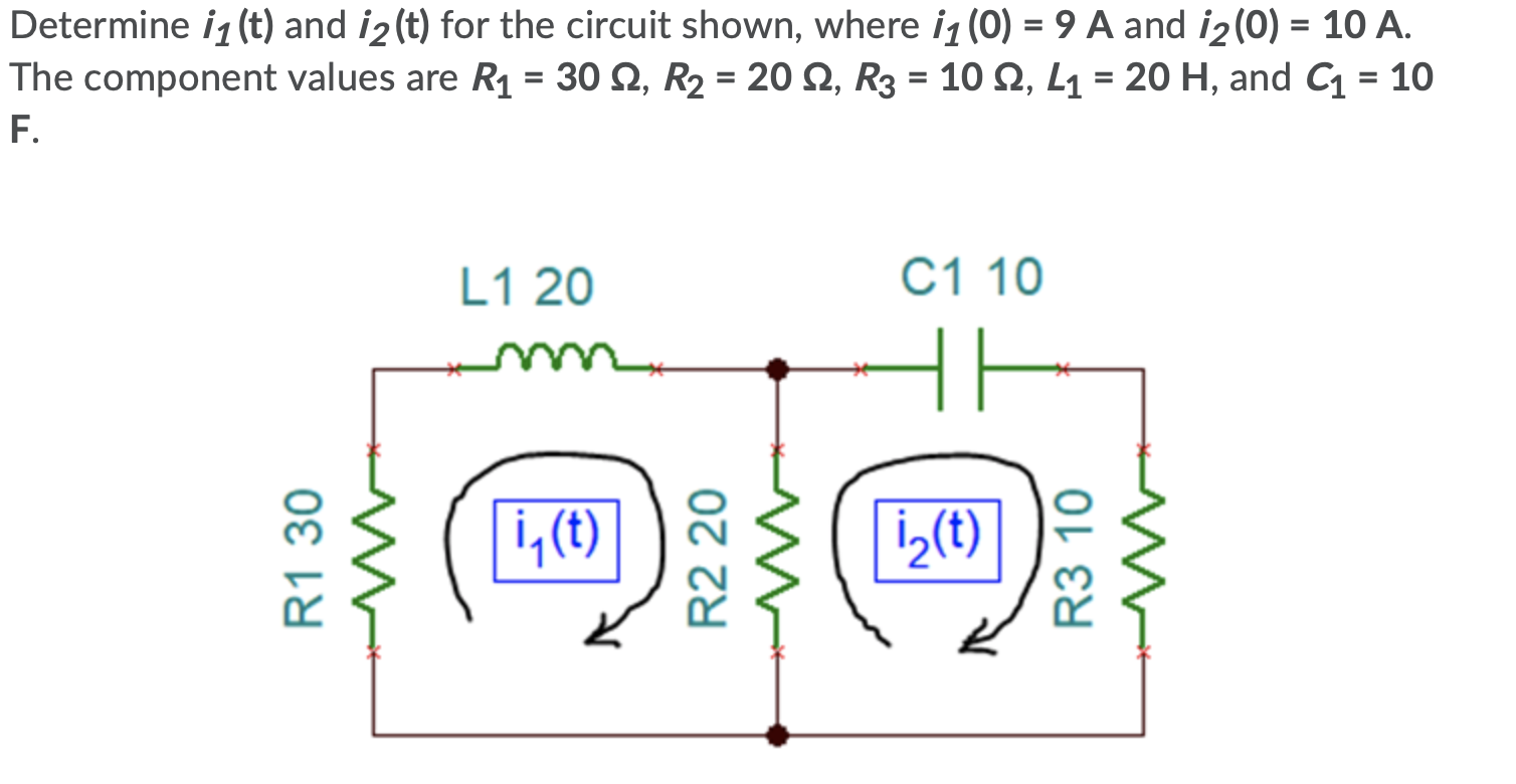 Solved = Determine 11 (t) and iz(t) for the circuit shown, | Chegg.com