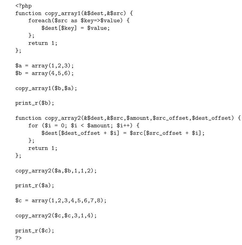 Solved $value) { $dest [$key] = $value; }; return 1; }; $a | Chegg.com
