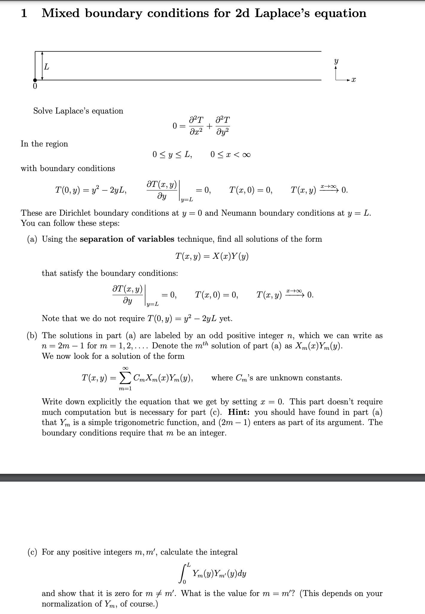Solved 1 ﻿Mixed boundary conditions for 2d Laplace's | Chegg.com