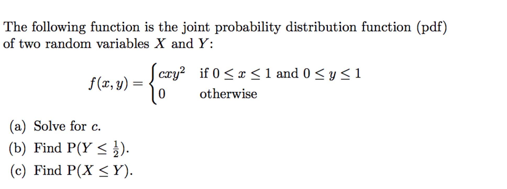 Solved The following function is the joint probability | Chegg.com