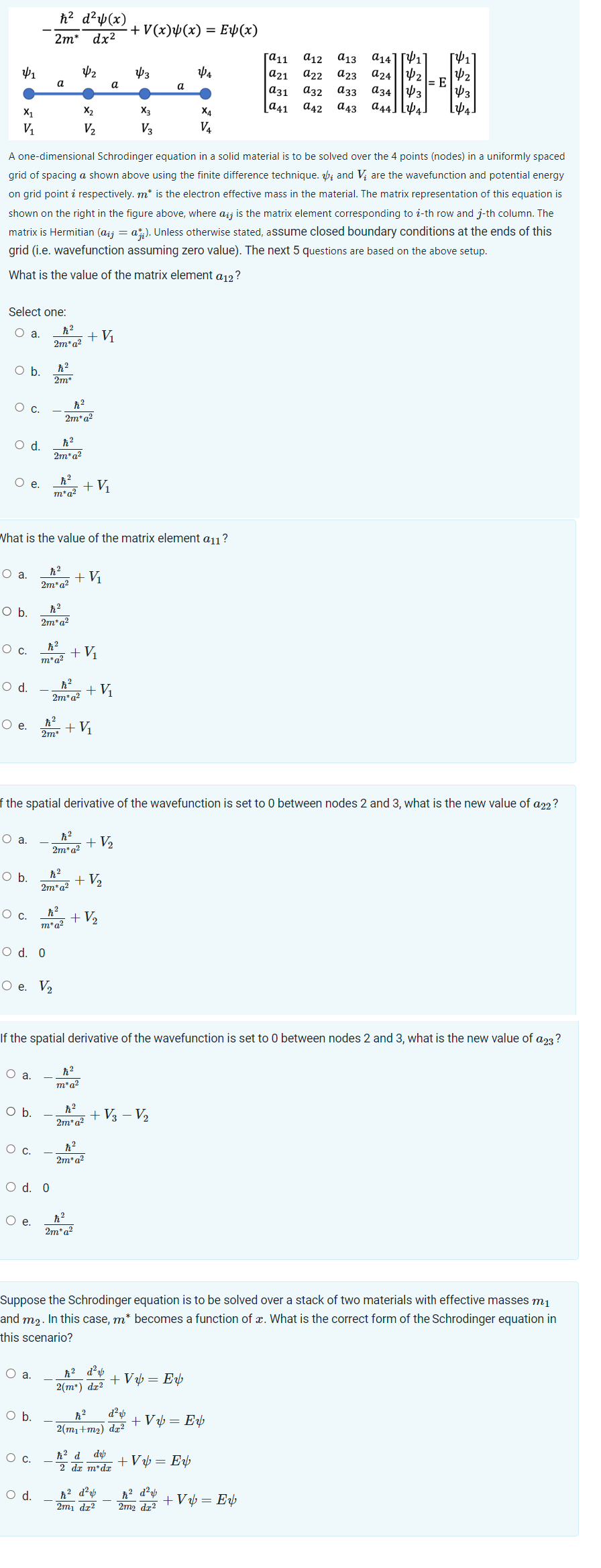 Solved −2m∗ℏ2dx2d2ψ(x)+V(x)ψ(x)=Eψ(x) | Chegg.com