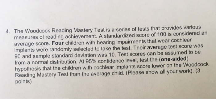 Solved The Woodcock Reading Mastery Test is a series of | Chegg.com