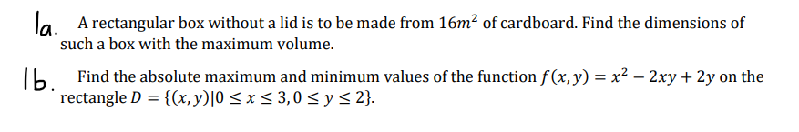 Solved la. A rectangular box without a lid is to be made | Chegg.com