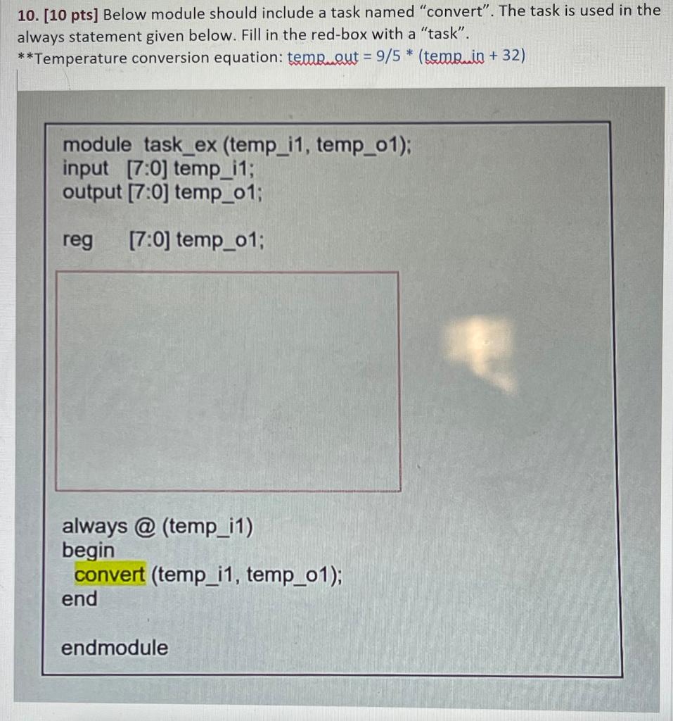Solved 10. [10 pts] Below module should include a task named | Chegg.com
