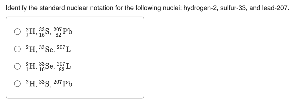 Solved Identify the standard nuclear notation for the | Chegg.com