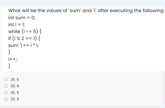 Solved What will be the values of and 'i' ﻿after executing | Chegg.com