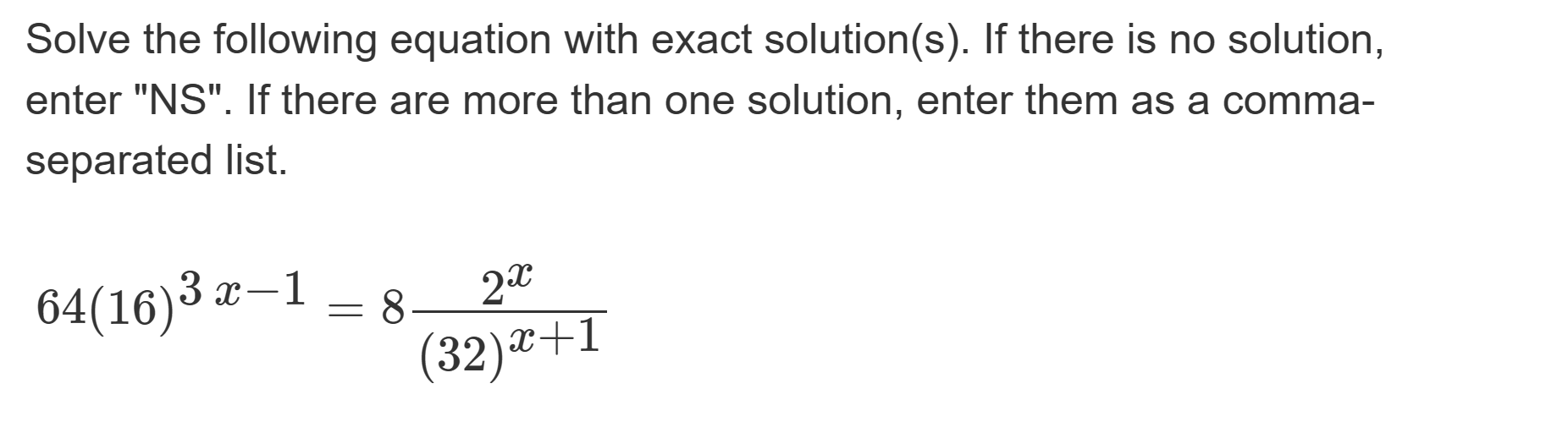 Solved Solve the following equation with exact solution(s). | Chegg.com