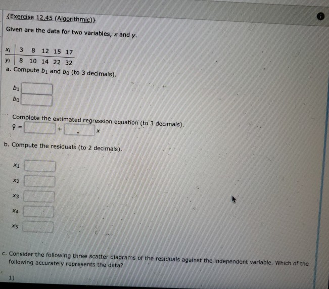 Solved {Exercise 12.45 (Algorithmic)} Given are the data for | Chegg.com