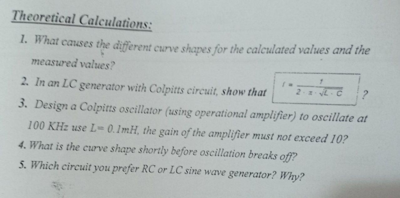 Solved 1 Theoretical Calculations: 1. What causes the | Chegg.com