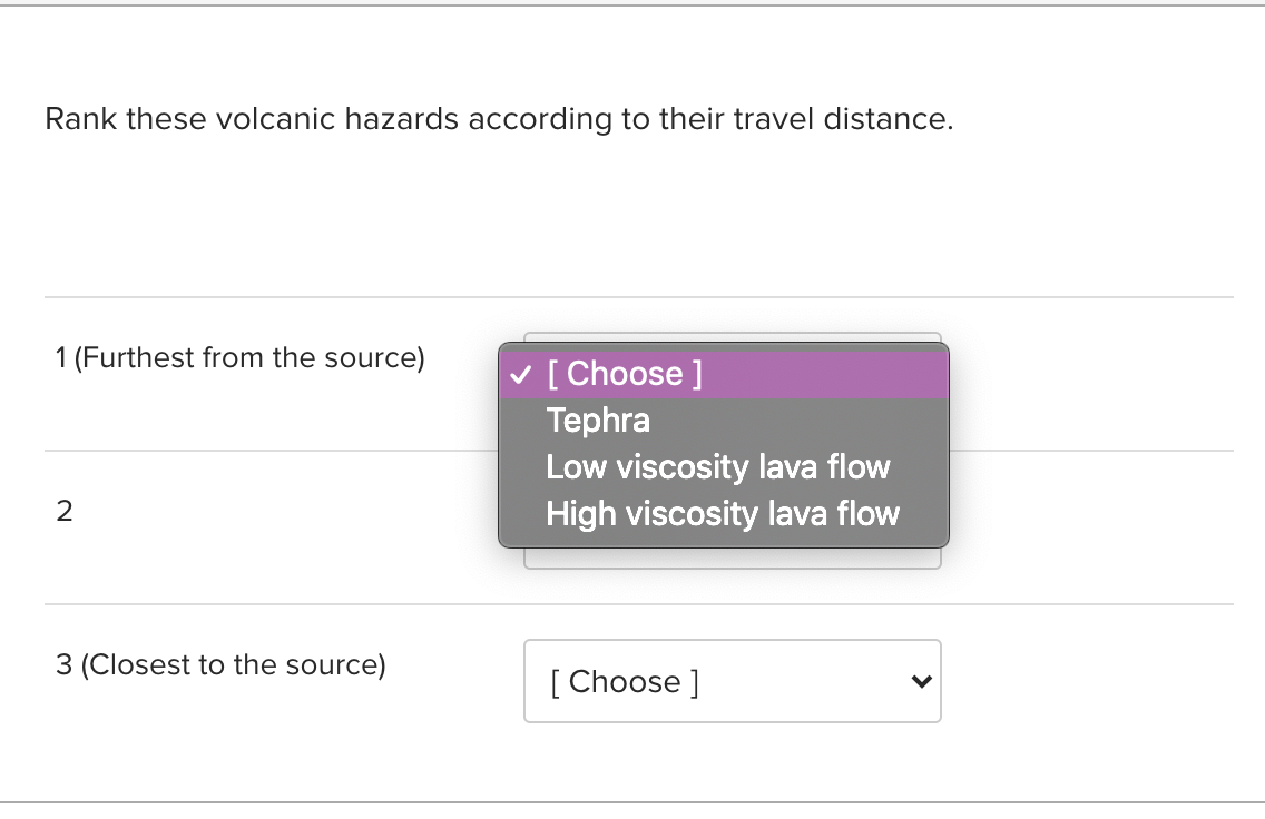 Solved Rank these volcanic hazards according to their travel | Chegg.com