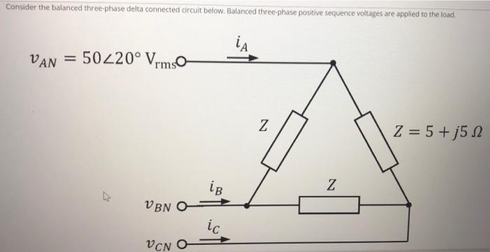 Solved Consider the balanced three-phase delta connected | Chegg.com
