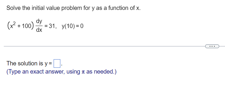 Solved Solve the initial value problem for y as a function | Chegg.com