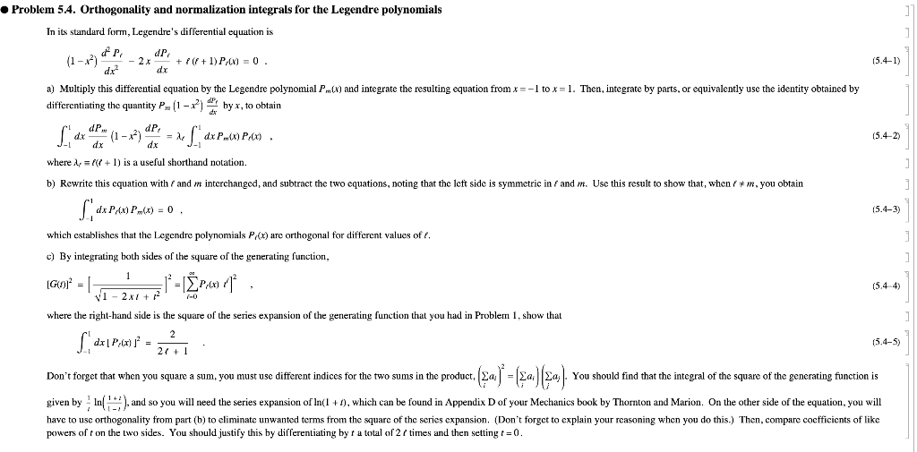 Solved • Problem 5.4. Orthogonality and normalization | Chegg.com