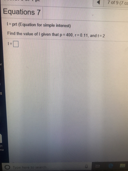 Solved 7 of9 (7 co Equations 7 1 - prt (Equation for simple | Chegg.com