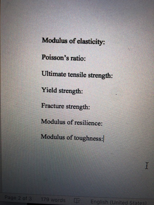 Solved Modulus of elasticity: Poisson's ratio: Ultimate | Chegg.com