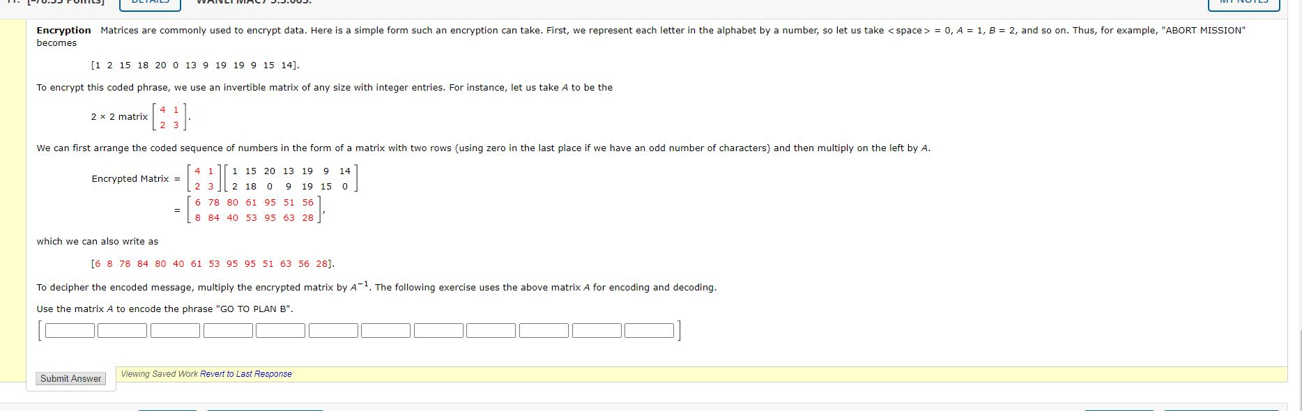 Solved Encryption Matrices are commonly used to encrypt | Chegg.com