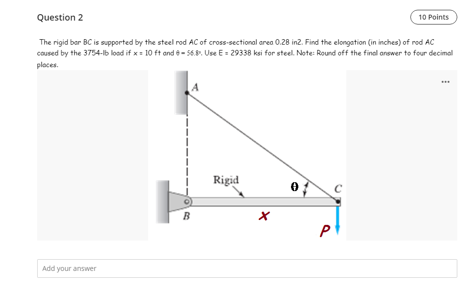 Solved Question 2 10 Points The rigid bar BC is supported by | Chegg.com