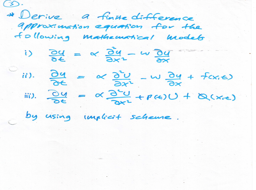 Solved Derive A Finite Difference Approximation Equation