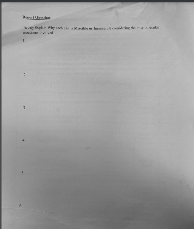 Solved Part 1: Briefly Explain Why each pair is Miscible or | Chegg.com