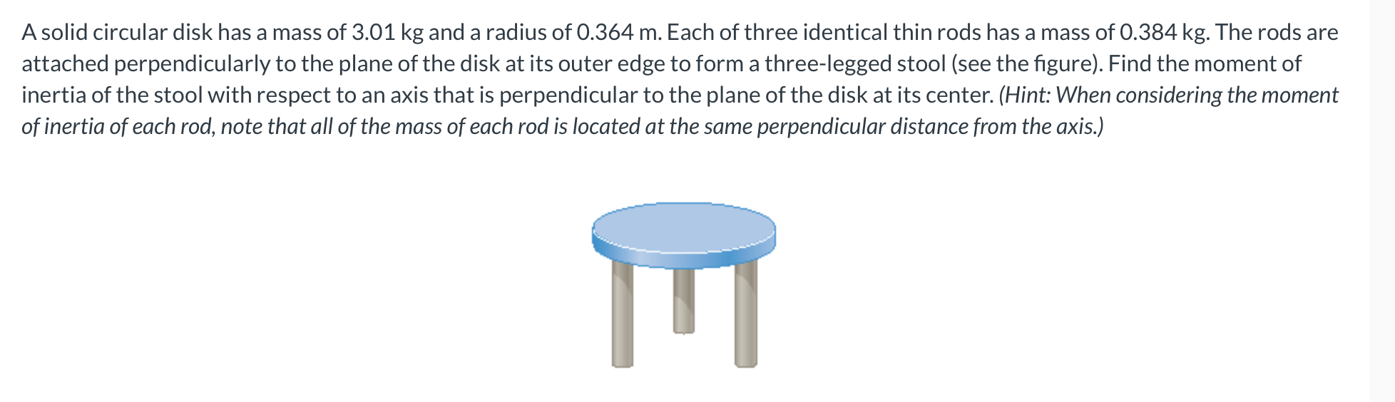 Solved A solid circular disk has a mass of 3.01 kg and a | Chegg.com