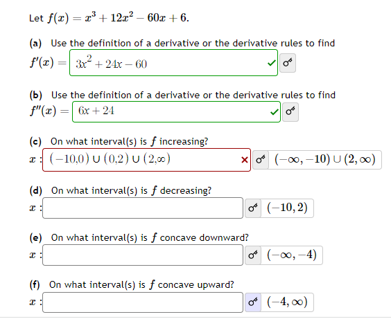Solved Let f(x)=x3+12x2−60x+6. (a) Use the definition of a | Chegg.com