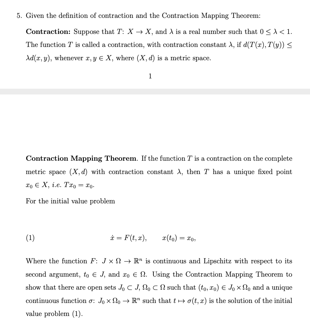 Solved 5. Given the definition of contraction and the | Chegg.com
