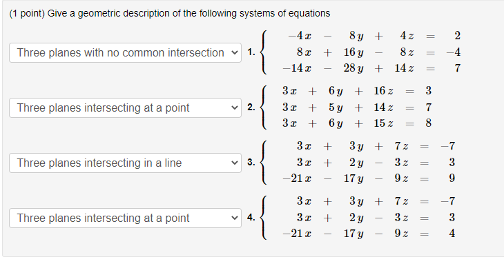 Solved (1 point) Give a geometric description of the | Chegg.com