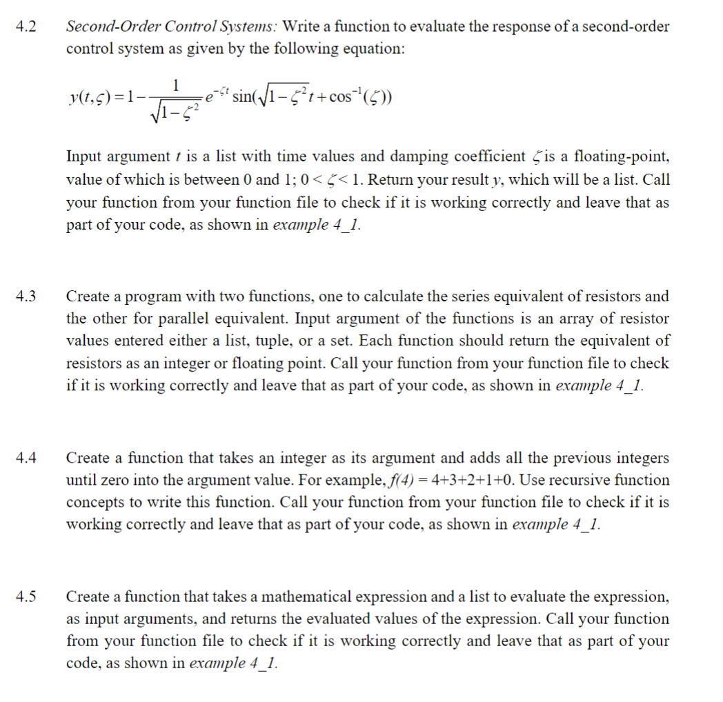 Solved 2 Second-Order Control Systems: Write a function to | Chegg.com
