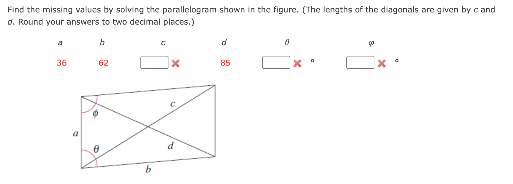 Solved Find the missing values by solving the parallelogram | Chegg.com