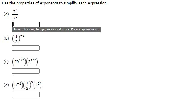 Solved Use the properties of exponents to simplify each | Chegg.com