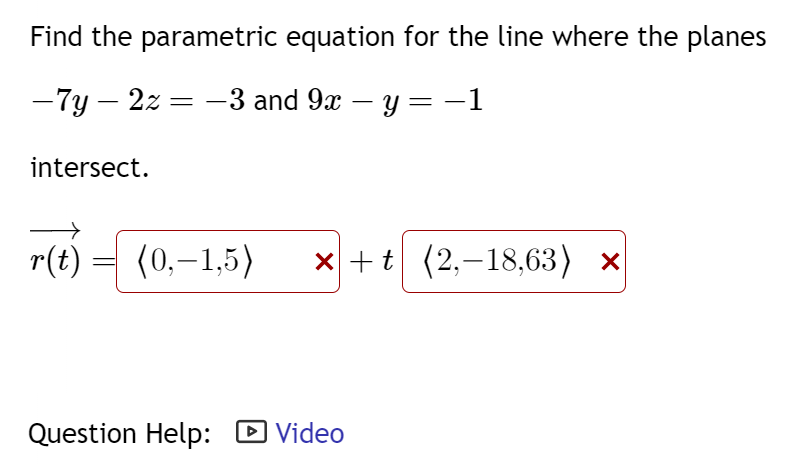 Solved Find the parametric equation for the line where the | Chegg.com