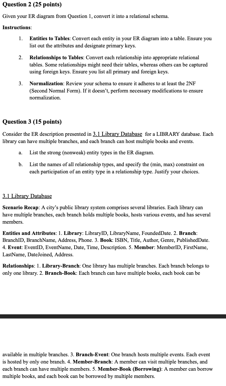 Solved Scenario: You're tasked with designing a database | Chegg.com