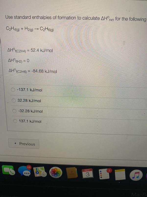 Solved Use standard enthalpies of formation to calculate | Chegg.com