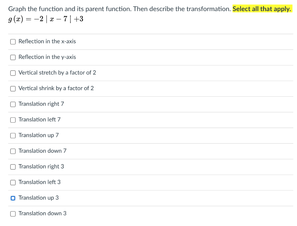 Solved Graph the function and its parent function. Then | Chegg.com