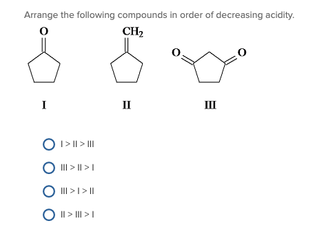 Solved Arrange the following compounds in order of | Chegg.com