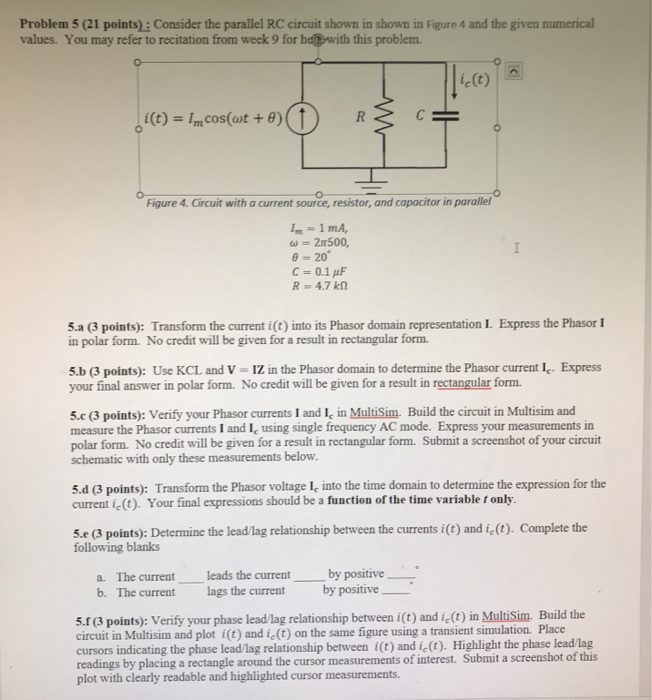 Solved Problem 5 (21 points): Consider the parallel RC | Chegg.com
